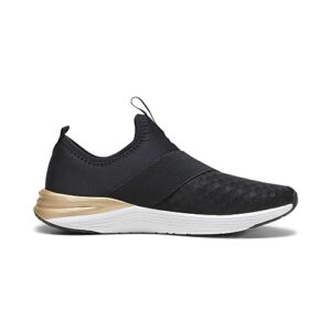 PUMA Women's BETTER FOAM PROWL SLIP-ON MOLTEN METALS Sneaker, PUMA Black-PUMA Gold-Ash Gray, 9.5