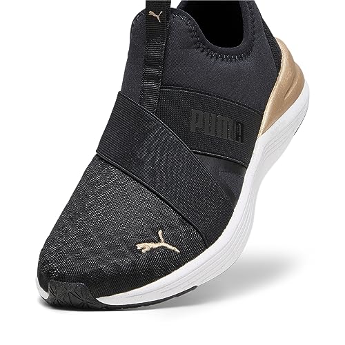 PUMA Women's BETTER FOAM PROWL SLIP-ON MOLTEN METALS Sneaker, PUMA Black-PUMA Gold-Ash Gray, 9.5