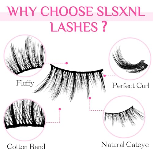 SLSXNL Half Lashes Natural Look Cat Eye 16 mm Wispy Thin Band Manga Lashes 10 Pairs False Eyelashes Cateye Half Eyelashes