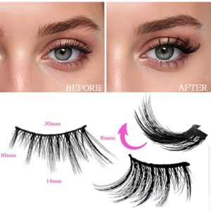 SLSXNL Half Lashes Natural Look Cat Eye 16 mm Wispy Thin Band Manga Lashes 10 Pairs False Eyelashes Cateye Half Eyelashes