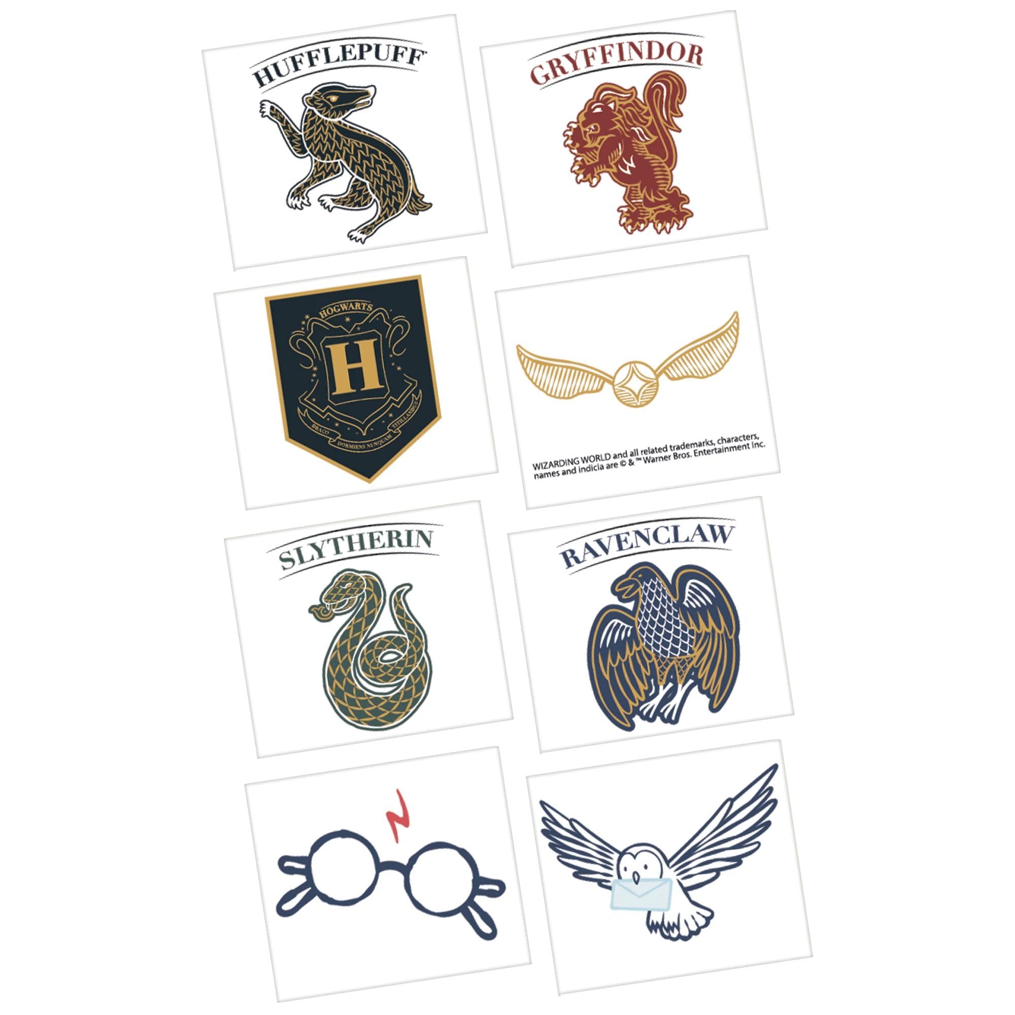 Harry Potter Hogwarts United Plastic Party Tattoos - 2" x 1.75" | Assorted Design | Pack of 24