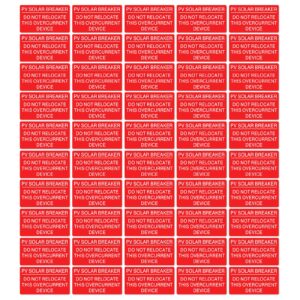 cdxhome 50pcs premium solar breaker label pack - 2" x 1.1" overcurrent device stickers - uv resistant vinyl for outdoor use - nec standard compliant