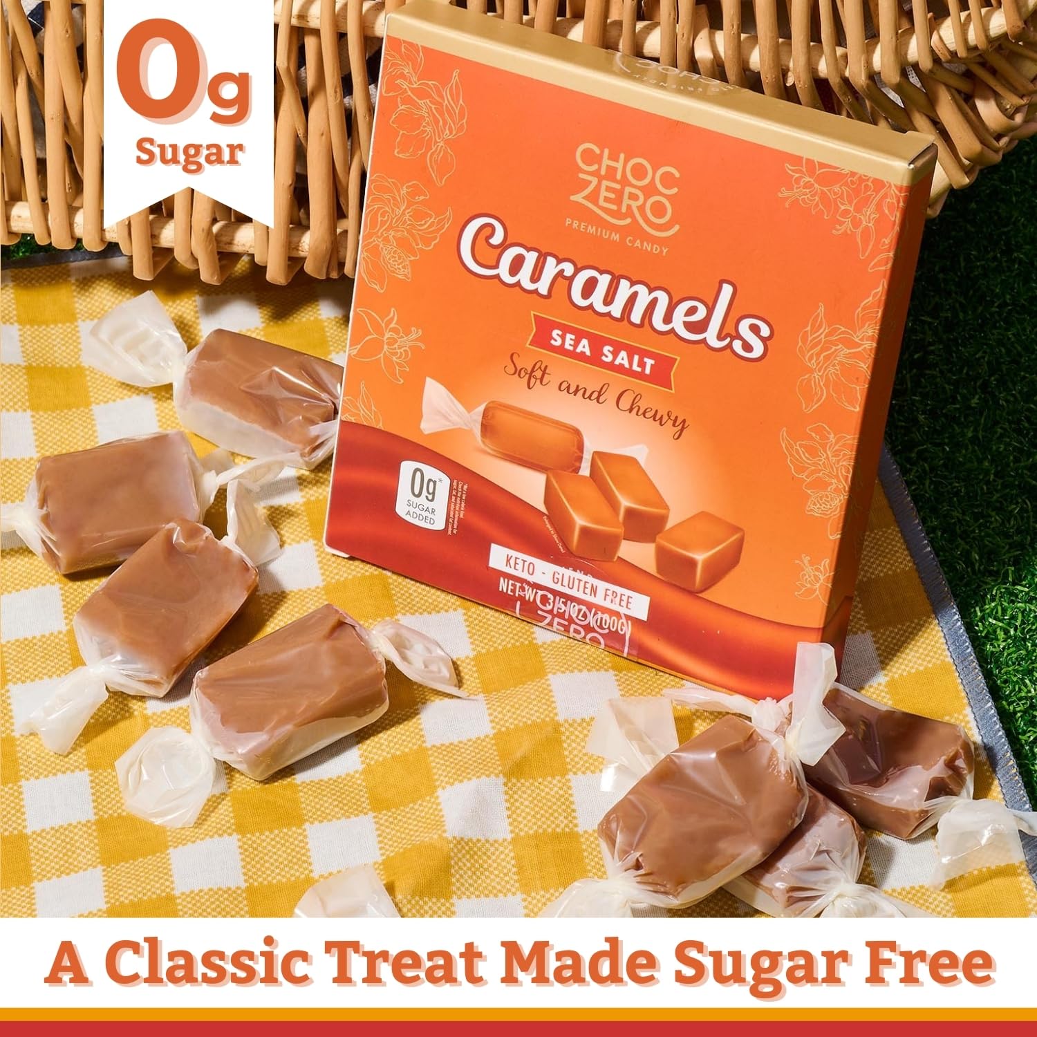 ChocZero Sugar Free Caramels - Keto Caramel Candy - All Natural, Classic Candies - Low Carb Snack (9 ounce Box)