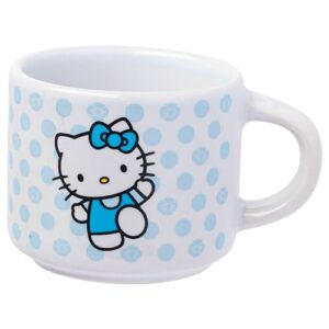 Silver Buffalo Sanrio Hello Kitty Polka Dots 4pc Stackable Ceramic Espresso Small Cup Set, 3 Ounces