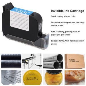 12.7mm Original Ink Cartridge Replacement 42ML Durable Quick Drying Ink Cartridge for HT01 Handheld Inkjet Printer Coding Machine Ink Cartridge