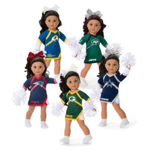 American Girl Greenbay Packers Cheer Uniform 18 inch Doll Clothes with Pom Poms, Navy and Grey, 5 pcs, Ages 6+