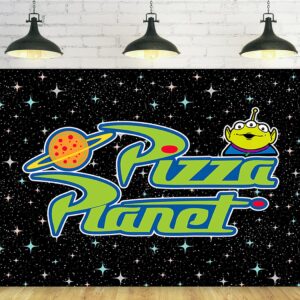 Pizza Planet Backdrop for Birthday Party Decorations Outspace Background for Baby Shower Party Cake Table Decorations Supplies Toy Story Theme Banner 5x3ft