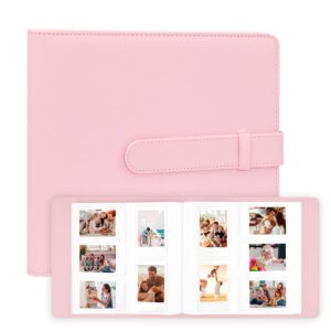 veicevol 360 pockets photo album for fujifilm instax mini camera, album for polaroid photo, leather cover, photo album for fujifilm instax mini 12 11 9 40 8 7 evo liplay camera, 2x3 photo album, pink