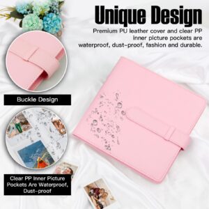 Veicevol 360 Pockets Photo Album for Fujifilm Instax Mini Camera, Album for Polaroid Photo, Leather Cover, Photo Album for Fujifilm Instax Mini 12 11 9 40 8 7 Evo LiPlay Camera, 2x3 Photo Album, Pink