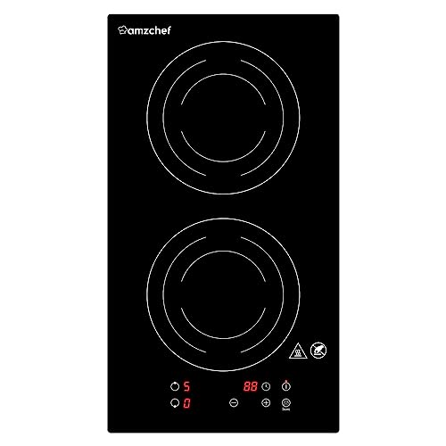 AMZCHEF Electric Induction Cooktop 2 Burners,12" Electric Stove Top with Plug 1800W, 120V, 9 Power Levels, Child lock, Timer, Touch Control, Induction Stove for Fast Cooking, Bulit-in&Countertop