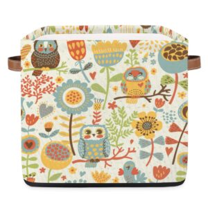 13x13x13 storage cube bins flower owl fabric storage cubes 13 inch collapsible storage bins animal birds cubby storage baskets for organizing shelf cabinet bookcase boxes