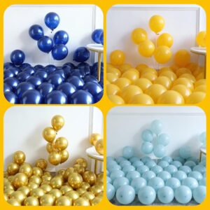 Enanal Lemon Balloon Garland Arch Kit, 153pcs Lemon Yellow Royal Blue and Dusty Blue Balloons for Lemonade Party Baby Shower Birthday Honeybee Party Supplies Bridal Shower Party Decoration (Lemon)