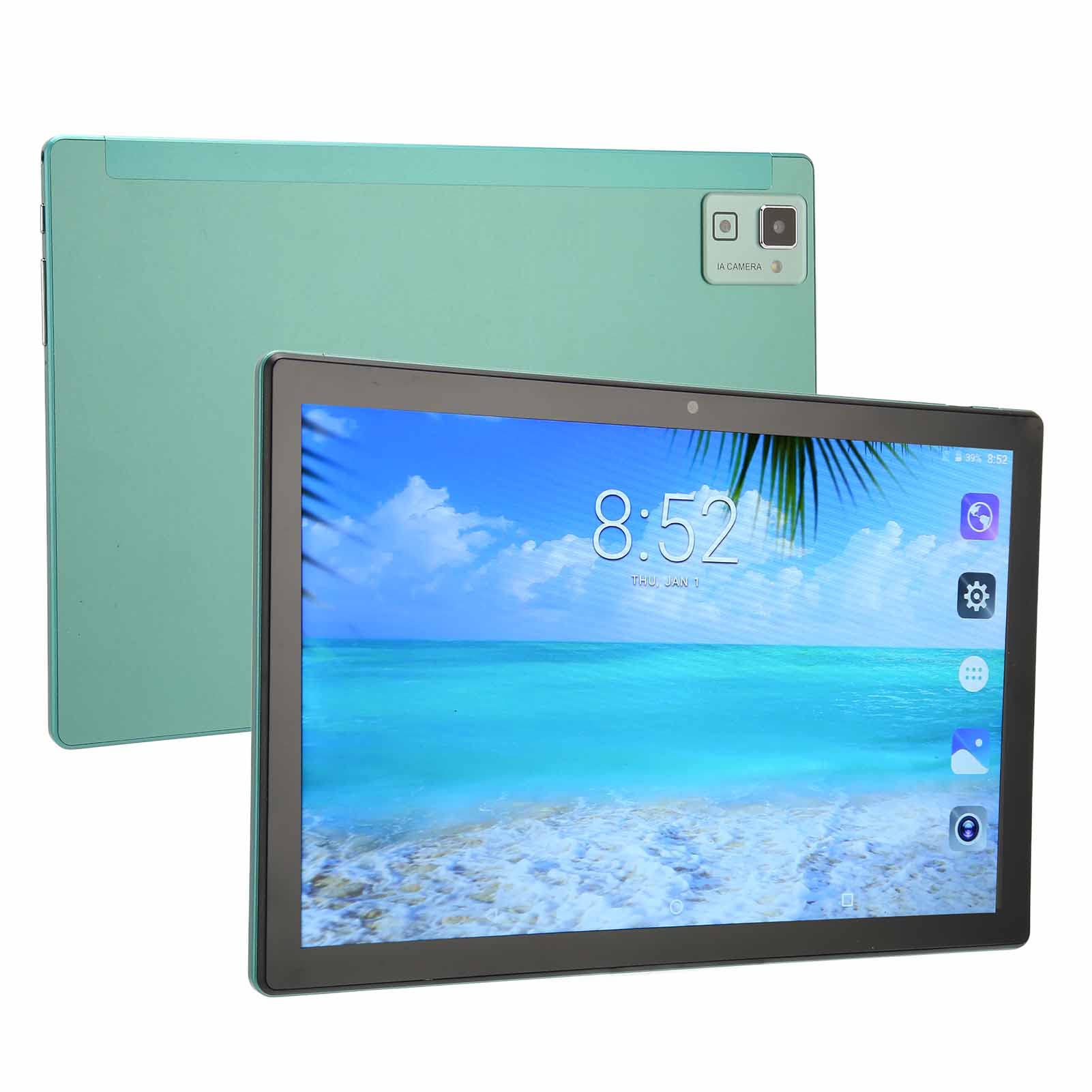 10.1 Inch Tablet, HD Tablet US Plug 100‑240V Support Fast Charging 5000mAh 6GB RAM 128GB ROM for Work (Green)