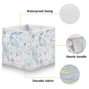 Burbuja Seashell Storage Cubes Fabric Storage Bins Foldable Closet Organizer Basket with Handle, 11x11x11 Cube