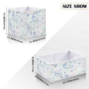 Burbuja Seashell Storage Cubes Fabric Storage Bins Foldable Closet Organizer Basket with Handle, 11x11x11 Cube