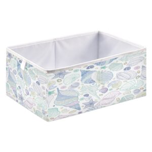 Burbuja Seashell Storage Cubes Fabric Storage Bins Foldable Closet Organizer Basket with Handle, 11x11x11 Cube