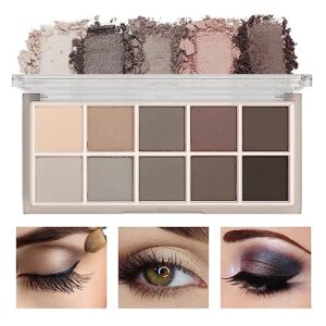 10 colors eyeshadow palette-matte naked high pigmented eye shadow,naturing-looking, waterproof&long lasting neutral cream korean makeup eye shadow palette for older women (cement color)