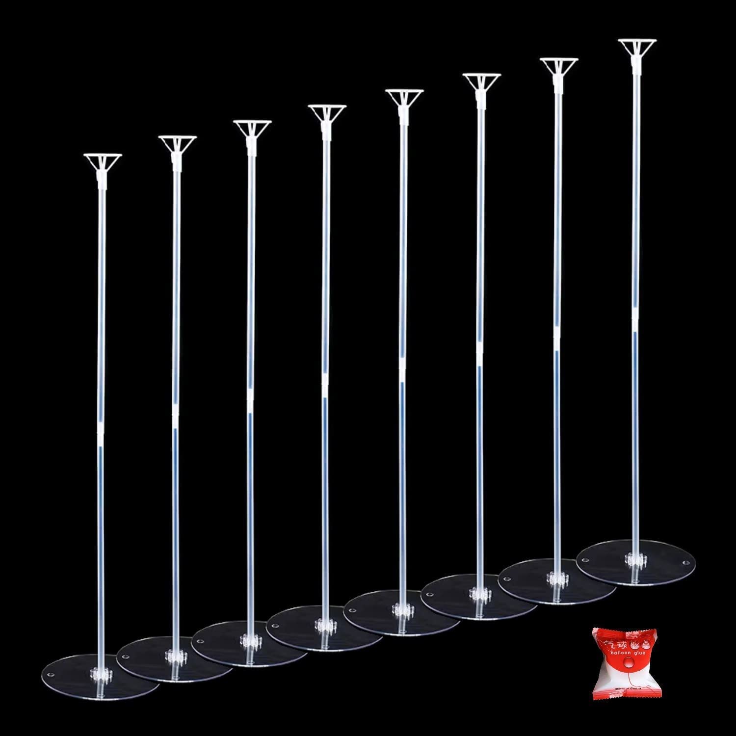 8 set 30'' Clear Balloon Stand Kit with Base for Table Top/Floor，Balloon Sticks Holder for Balloon Banquet for Adults/Kids Party Balloon Centerpieces