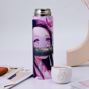 Anime Water Bottle,Anime Water Bottle Cup,Quick Open Insulated Bottle for Girls 500ml