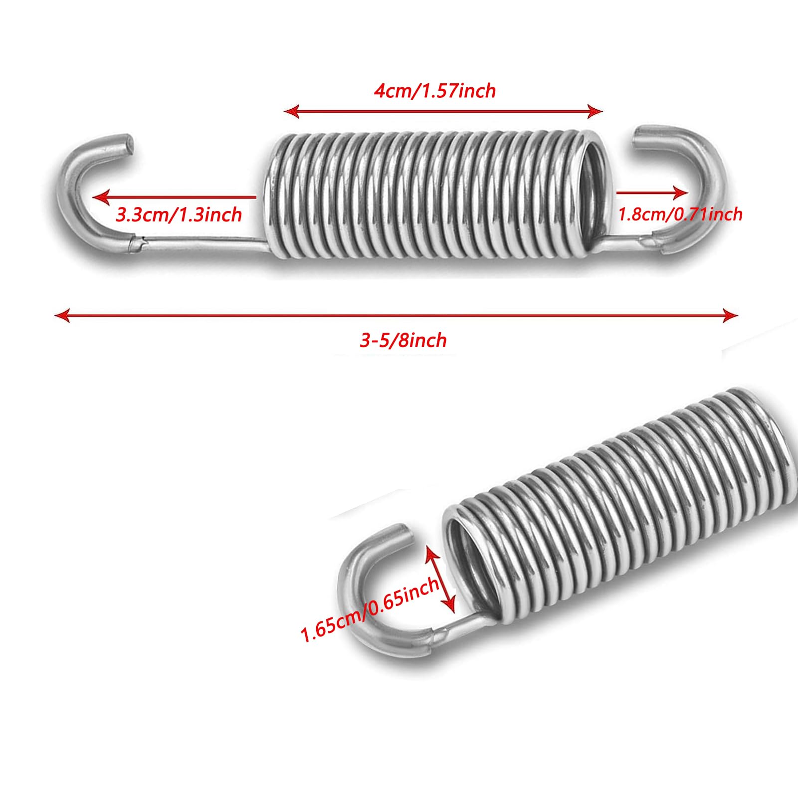 WAO ZONE 2PCS 3-5/8" Stainless Steel Replacement Recliner Sofa Mechanism Recliner Springs - Long Neck Hook Style-Recliner Replacement Parts