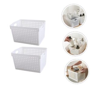 STOBOK 2pcs Box Storage Basket Sundry Organizing Basket Storage Holder Desktop Organizing Holder Cosmetics Organizing Basket Sundry Basket Cosmetics Container Toy Pp White Decorate A4