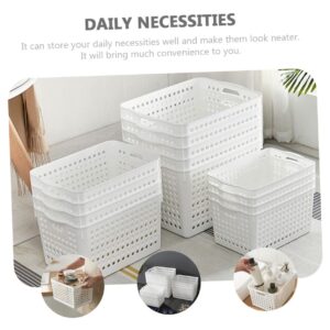 STOBOK 2pcs Box Storage Basket Sundry Organizing Basket Storage Holder Desktop Organizing Holder Cosmetics Organizing Basket Sundry Basket Cosmetics Container Toy Pp White Decorate A4