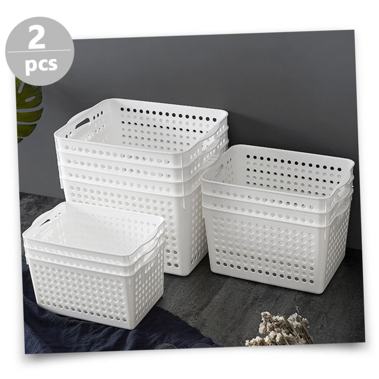 STOBOK 2pcs Box Storage Basket Sundry Organizing Basket Storage Holder Desktop Organizing Holder Cosmetics Organizing Basket Sundry Basket Cosmetics Container Toy Pp White Decorate A4