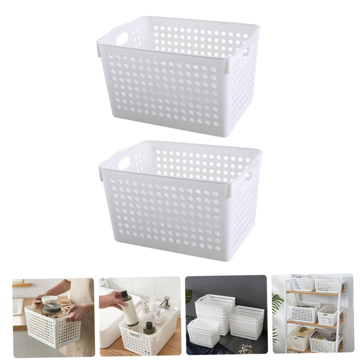 STOBOK 2pcs Box Storage Basket Sundry Organizing Basket Storage Holder Desktop Organizing Holder Cosmetics Organizing Basket Sundry Basket Cosmetics Container Toy Pp White Decorate A4