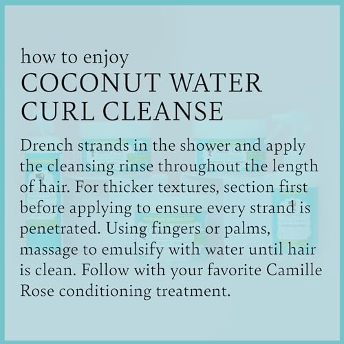 Camille Rose Coconut Water Curl Cleanse, Sulfate Free Hydrating Shampoo, with Coconut, Castor, and Rosemary Oils, for Soft Bouncy Curls, 12 oz