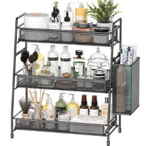 eknitey bathroom countertop organizer shelf - 3 tier counter spice rack metal makeup rack small coffee station organizer for sink/bedroom/living room/kitchen/office