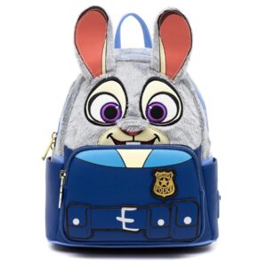 loungefly disney zootopia judy hopps cosplay mini backpack, faux fur