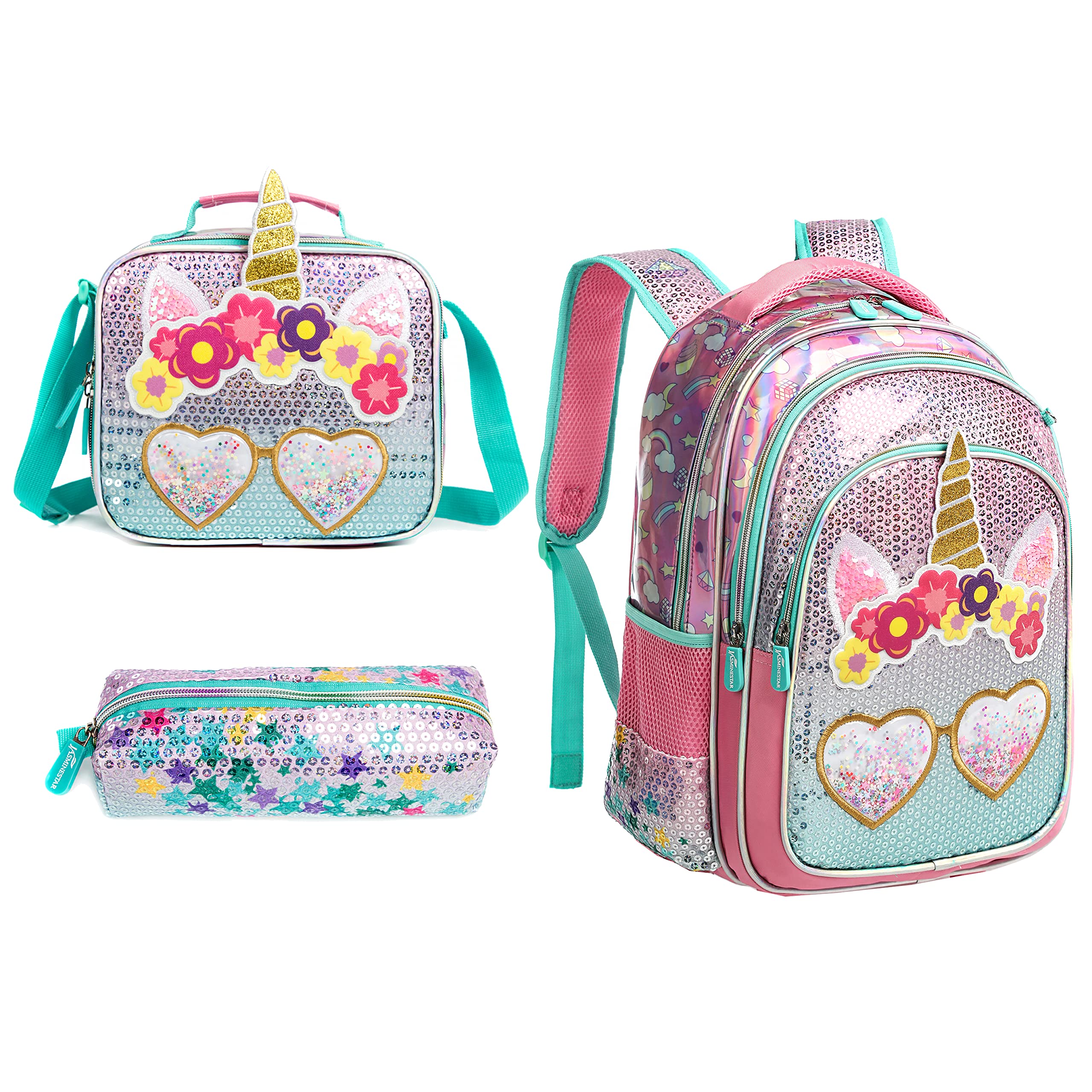 Oruiji Cute School Backpack for Girls Backpack with Lunch Box Girls Backpack for Elementary School Students Preschool Bookbag