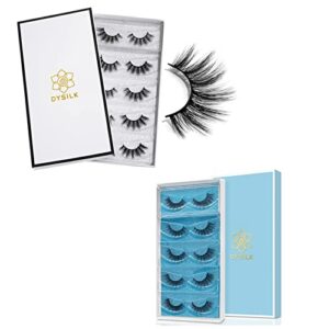 dysilk lashes natural look - 5 pairs 6d lashes faux mink eyelashes