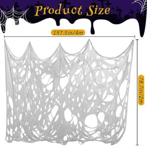 OurWarm 13FT Halloween Spider Web Decoration Outdoor, Giant Stretchy Beef Netting Spider Webbing, Pre-Cut Gauze Cobwebs for Halloween Yard Party Haunted House Decor Outdoor