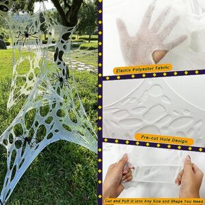 OurWarm 13FT Halloween Spider Web Decoration Outdoor, Giant Stretchy Beef Netting Spider Webbing, Pre-Cut Gauze Cobwebs for Halloween Yard Party Haunted House Decor Outdoor