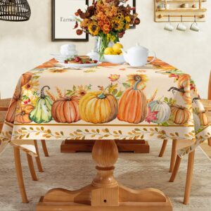 Cusugbaso Fall Tablecloth 60x84 Inch Rectangle - Fall Decor for Home - Water Resistant Thanksgiving Table Cloth Rectangle for Party,Table, Outdoor Decorations