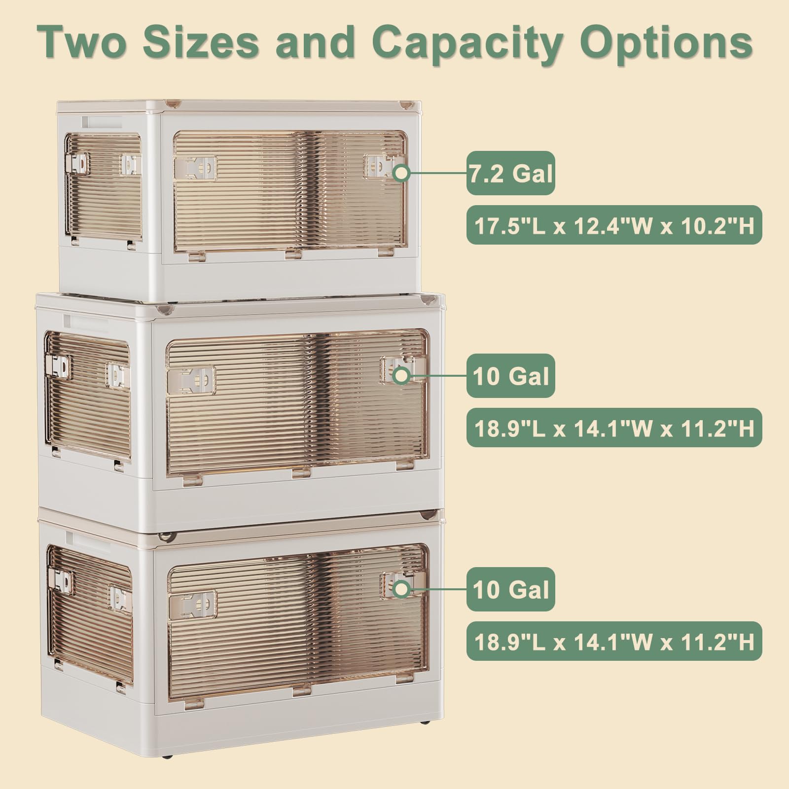 ocharzy Stackable Storage Bins,Closet Organizers and Storage,Collapsible Storage Bins with Lids and Doors,Plastic Storage Bins with Wheels,Plastic Folding Storage Boxes