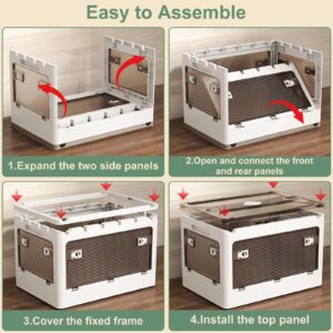 ocharzy Stackable Storage Bins,Closet Organizers and Storage,Collapsible Storage Bins with Lids and Doors,Plastic Storage Bins with Wheels,Plastic Folding Storage Boxes