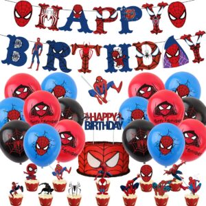 Yiran Spider Theme Birthday Balloons, 18Pcs Spider Birthday Party Decorations, 12inch Red Blue Latex Balloons Avengers Latex Balloons Theme Party Favor for Kids Boys