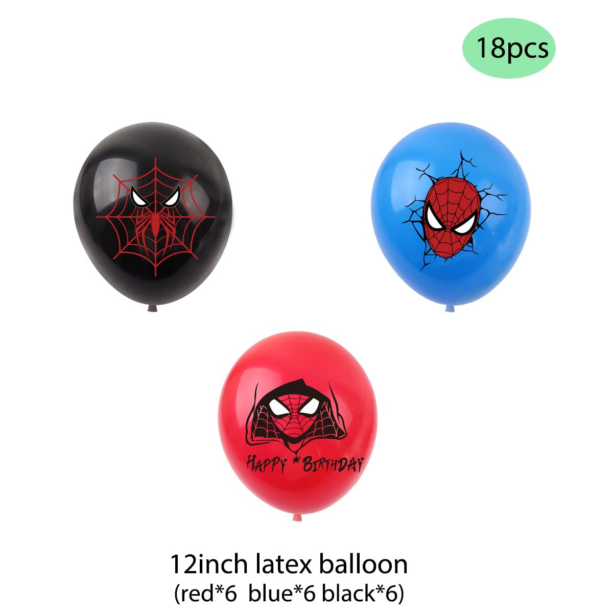 Yiran Spider Theme Birthday Balloons, 18Pcs Spider Birthday Party Decorations, 12inch Red Blue Latex Balloons Avengers Latex Balloons Theme Party Favor for Kids Boys