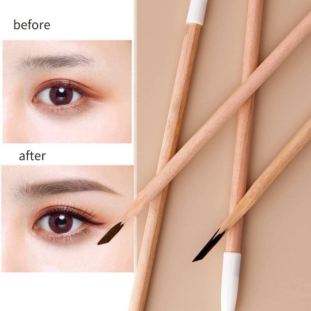 Lalago Waterproof Wooden Eyebrow Pencil with Eyebrow Sharpener Tool Set,waterproof Non-smudging Eyebrow Pencil for Women (Brownish Black)