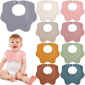 jeyiour 9 pcs muslin baby bibs adjustable baby bandana drooling bibs soft absorbent newborn bibs unisex teething bibs baby drool bibs for baby boys girls drooling and teething, 9 solid colors