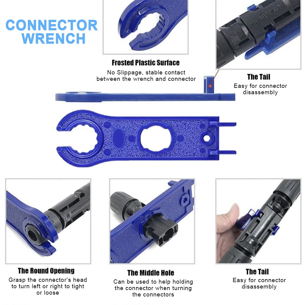 HETECH Solar Connectors Male/Female 1000V 30A IP67 Waterproof Solar Panel Cable Connectors 6 Pairs Solar connectors with Spanners