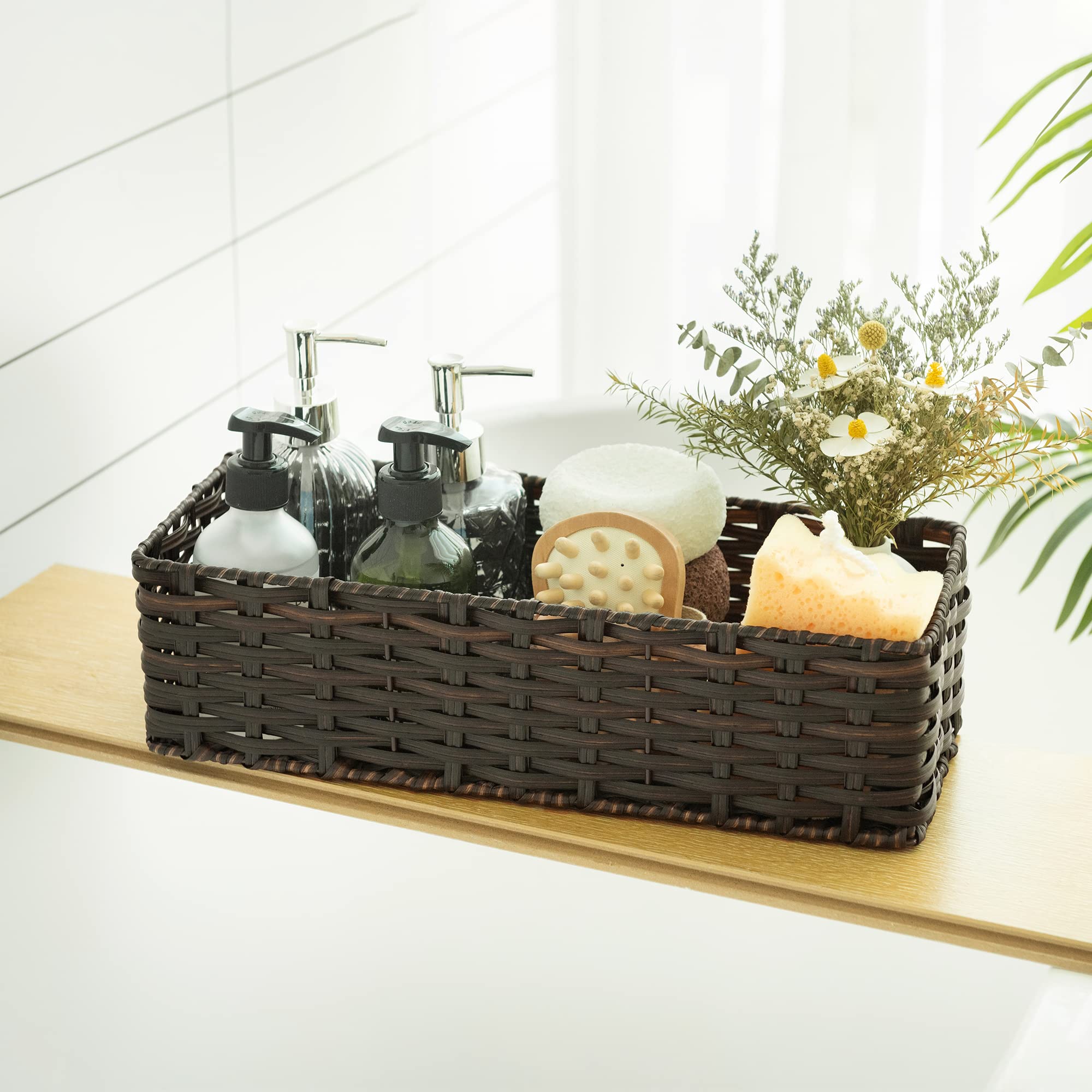 GRANNY SAYS Bundle of 2-Pack Wicker Baskets for Storage & 2-Pack Wicker Storage Baskets for Shelves