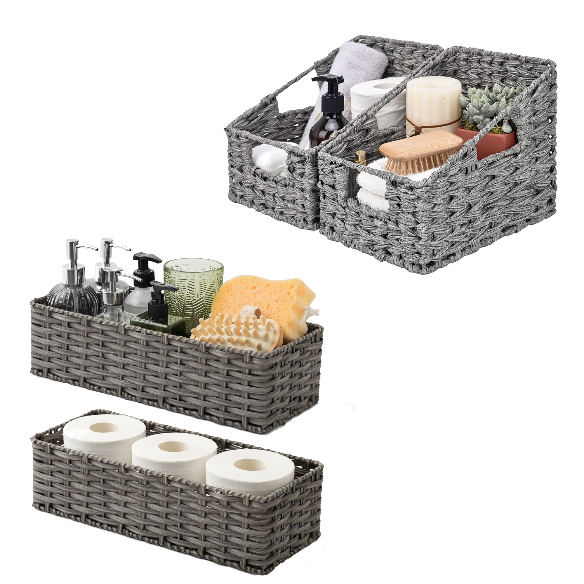 GRANNY SAYS Bundle of 2-Pack Wicker Baskets for Storage & 2-Pack Wicker Shelf Baskets