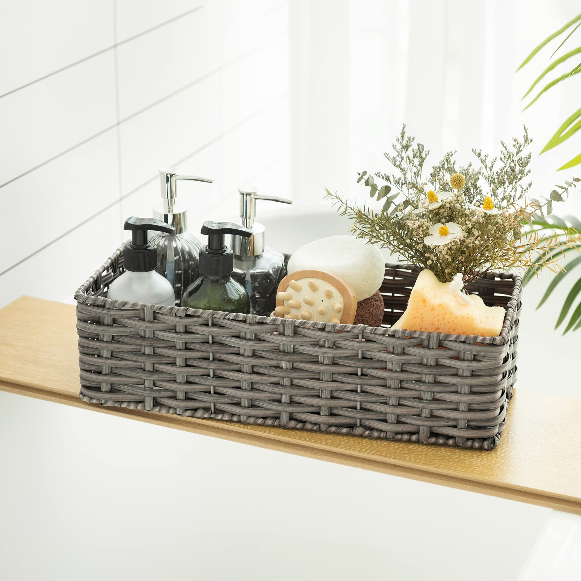 GRANNY SAYS Bundle of 2-Pack Wicker Baskets for Storage & 2-Pack Wicker Shelf Baskets