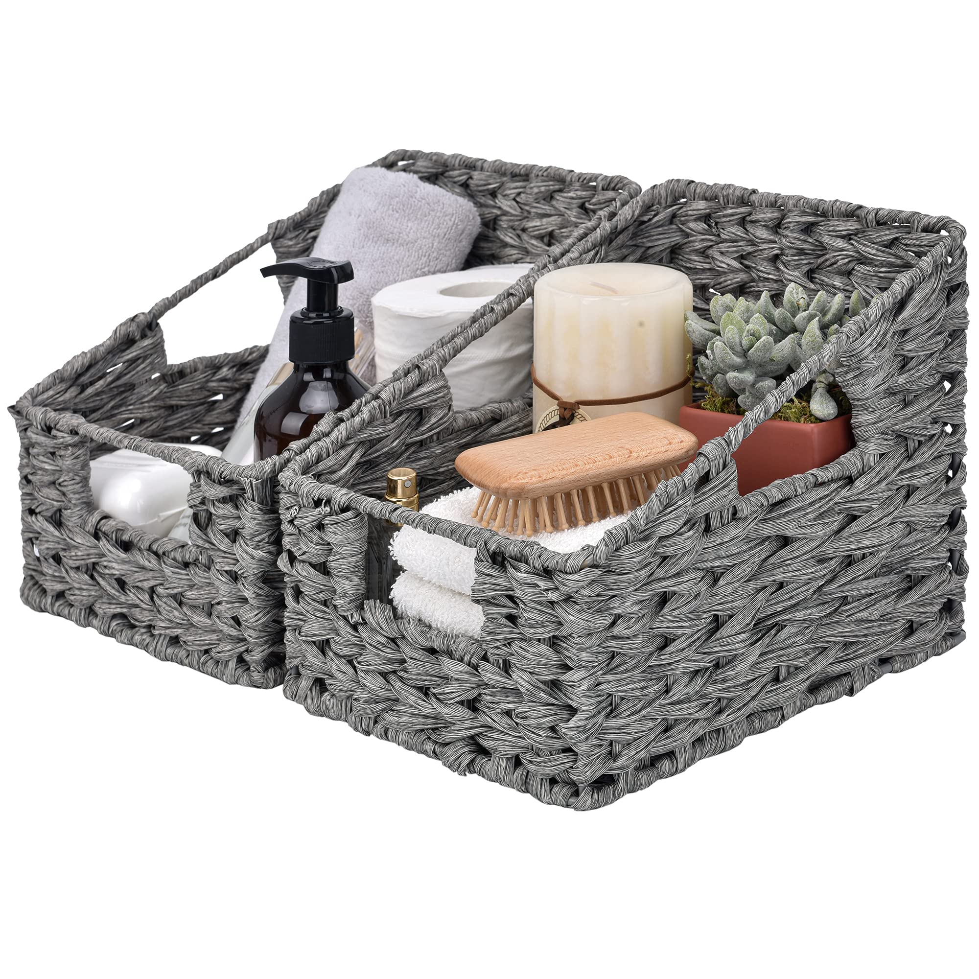 GRANNY SAYS Bundle of 2-Pack Wicker Baskets for Storage & 2-Pack Wicker Shelf Baskets