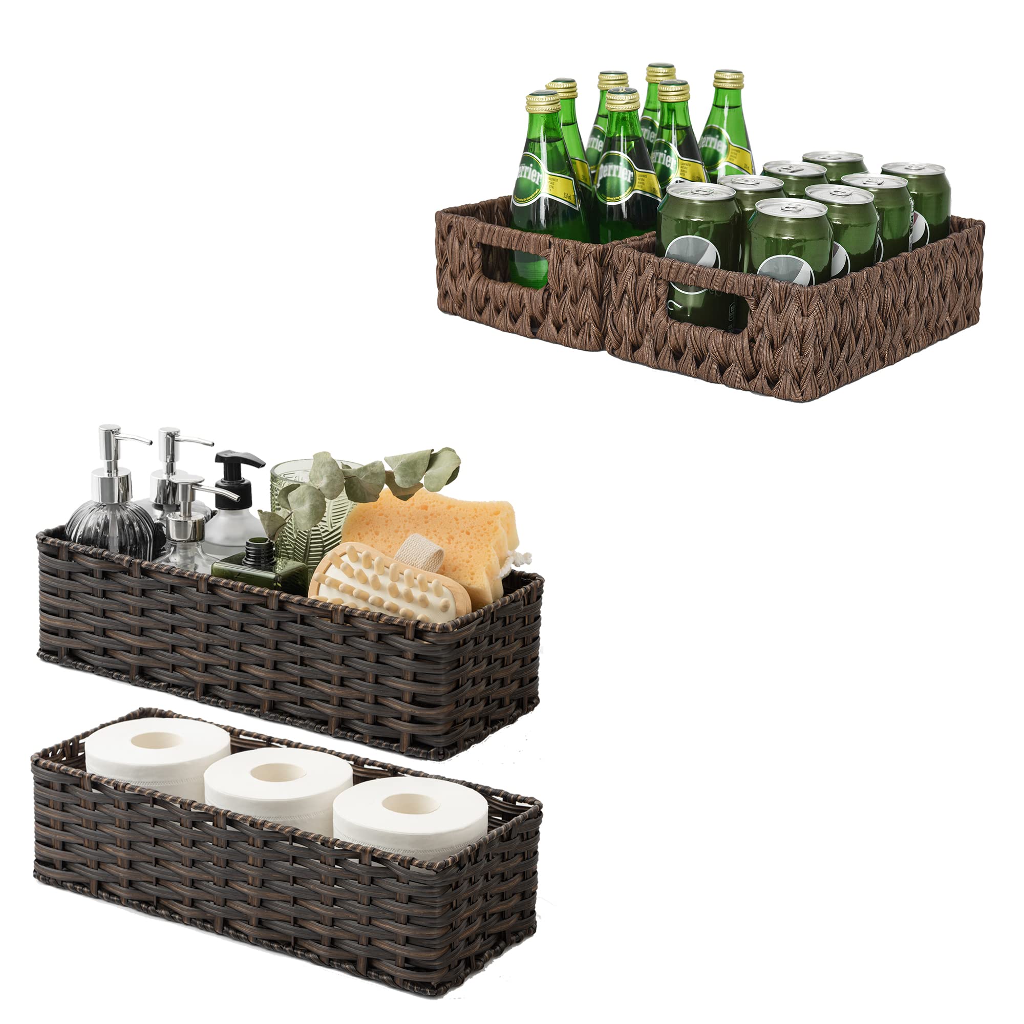 GRANNY SAYS Bundle of 2-Pack Wicker Baskets for Organizing Shelves & 2-Pack Wicker Shelf Baskets