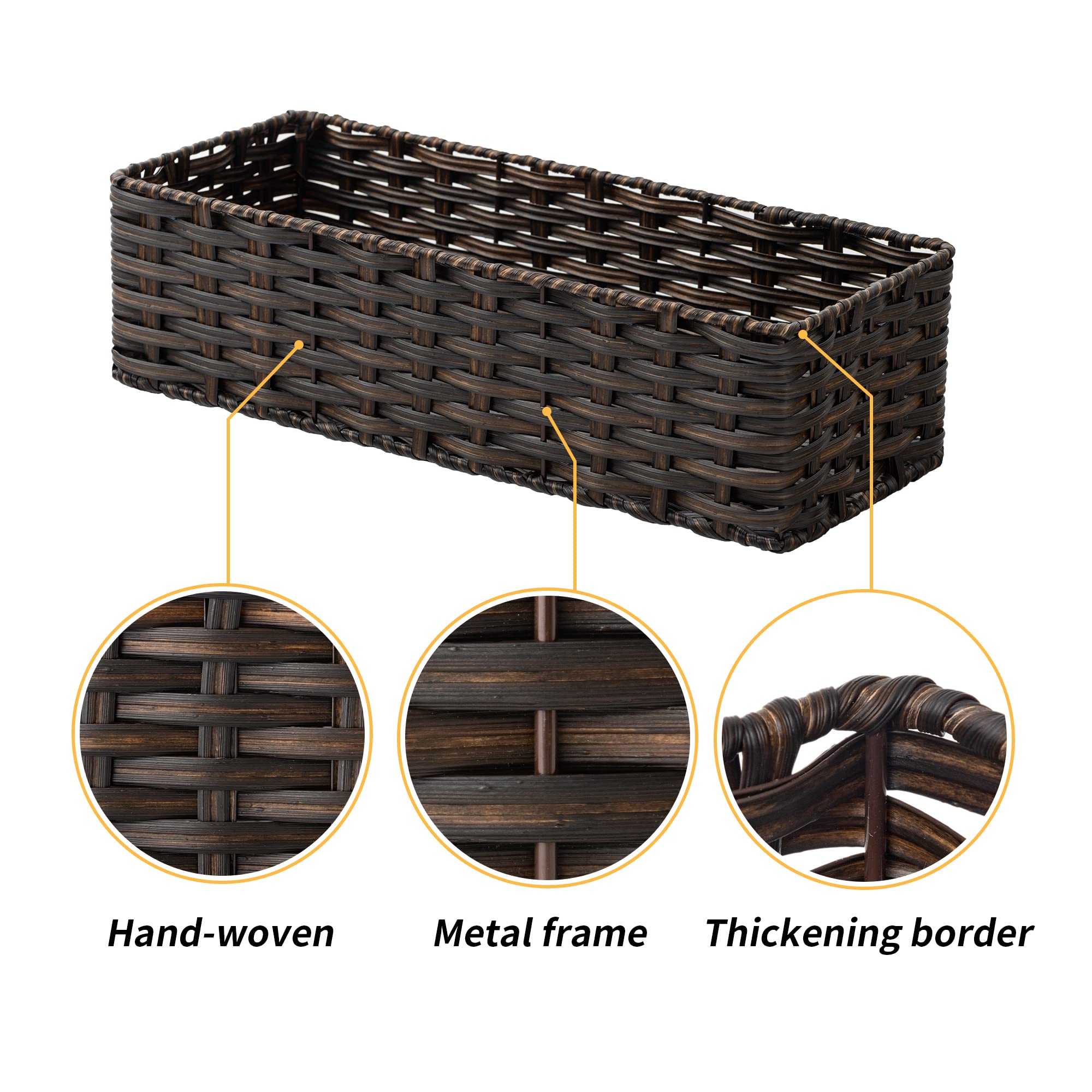 GRANNY SAYS Bundle of 2-Pack Wicker Baskets for Organizing Shelves & 2-Pack Wicker Shelf Baskets