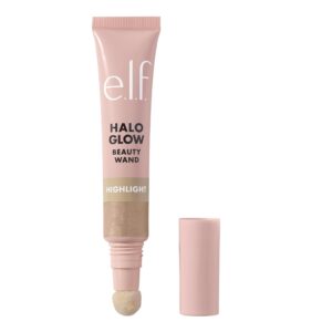 e.l.f. halo glow highlight beauty wand, liquid highlighter wand for luminous, glowing skin, buildable formula, vegan & cruelty-free,champagne campaign